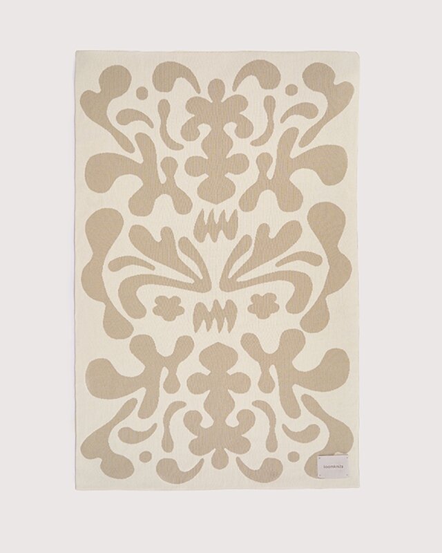 Плед детский вязаный для новорожденных 100% хлопок с паттерном "кружево" экрю Loomknits