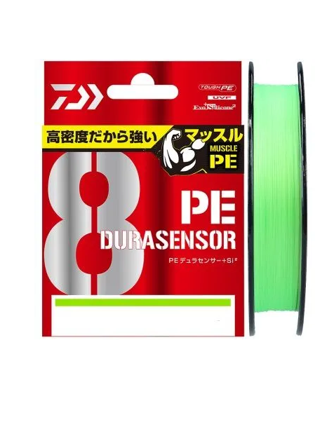 Леска плетенная восьмижильная №0,4 Daiwa UVF PE DURASENSOR 150м, 0,105 мм, вес на разрыв 3,9 кг,