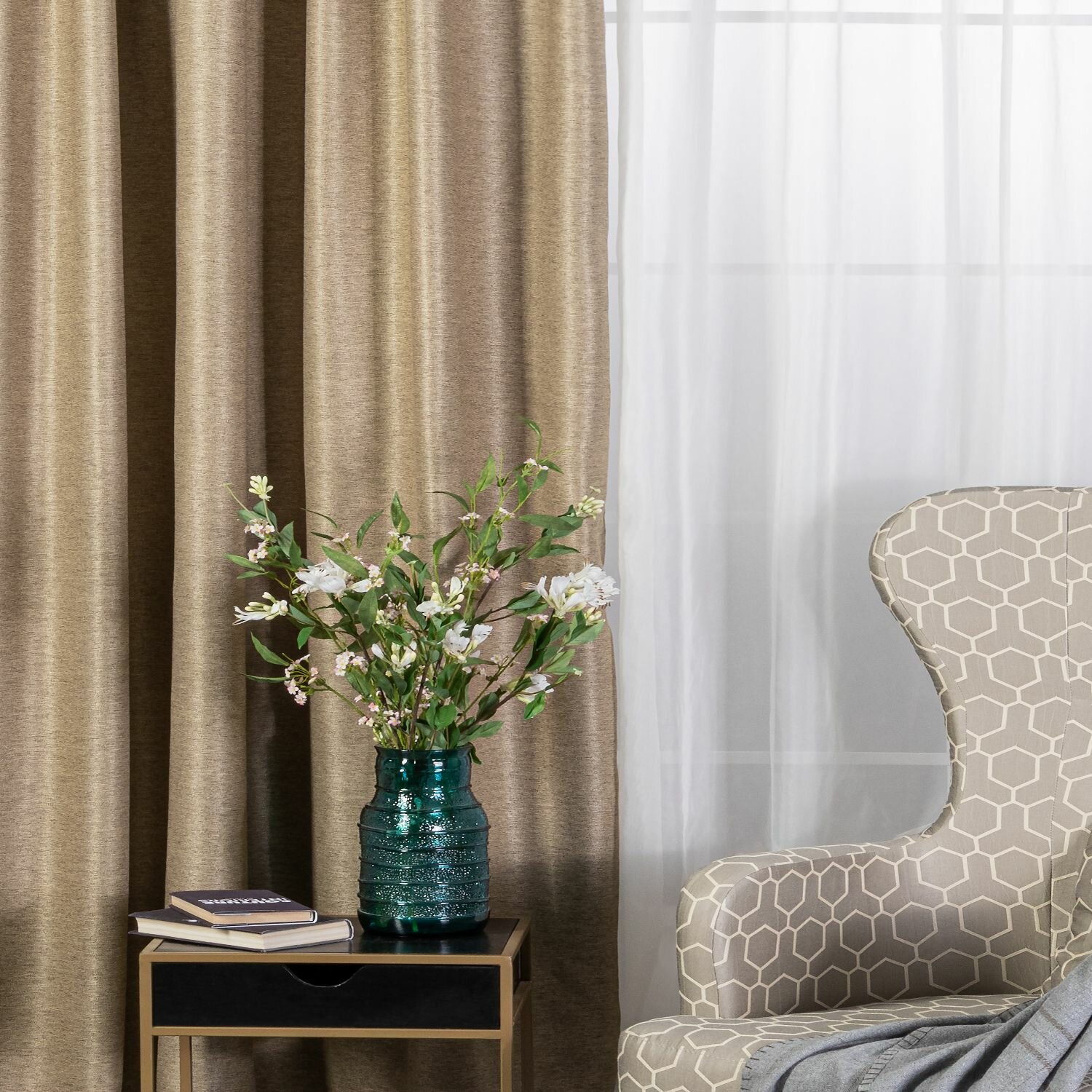 Daily by T Штора на ленте "Дарли" рогожка, 200x260 - 1 шт, коричневая