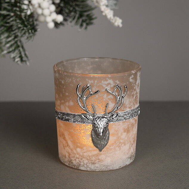 Стеклянный подсвечник Deers Style 10 см дымчатый, Kaemingk (Кейминг), 645461-2