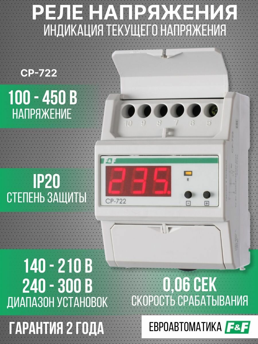 Евроавтоматика Реле контроля напряжения CP-722, EA04.009.009