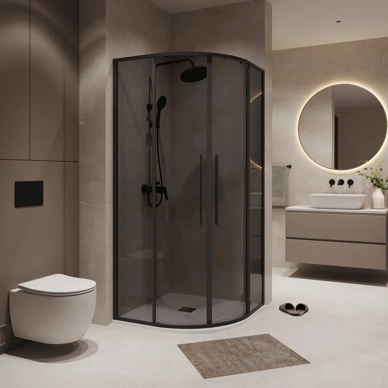 Душевой уголок Niagara Nova NG-2825-34BLACK 80x80, профиль черный матовый, стекло тонированное