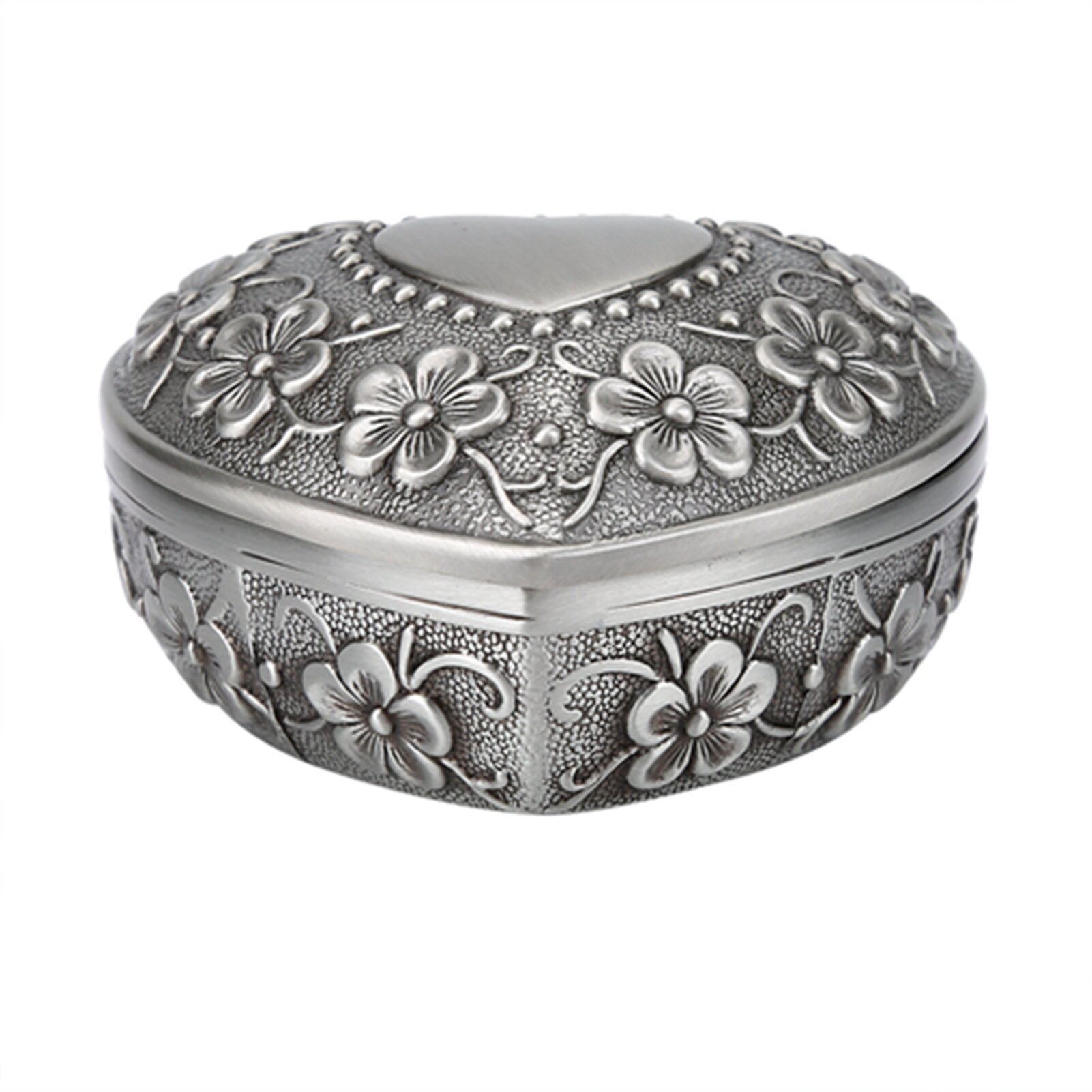 Винтажная коробка ювелирных изделий металл. Форма сердца резное цветочное антикварное ожерелье Организатор для хранения серьги