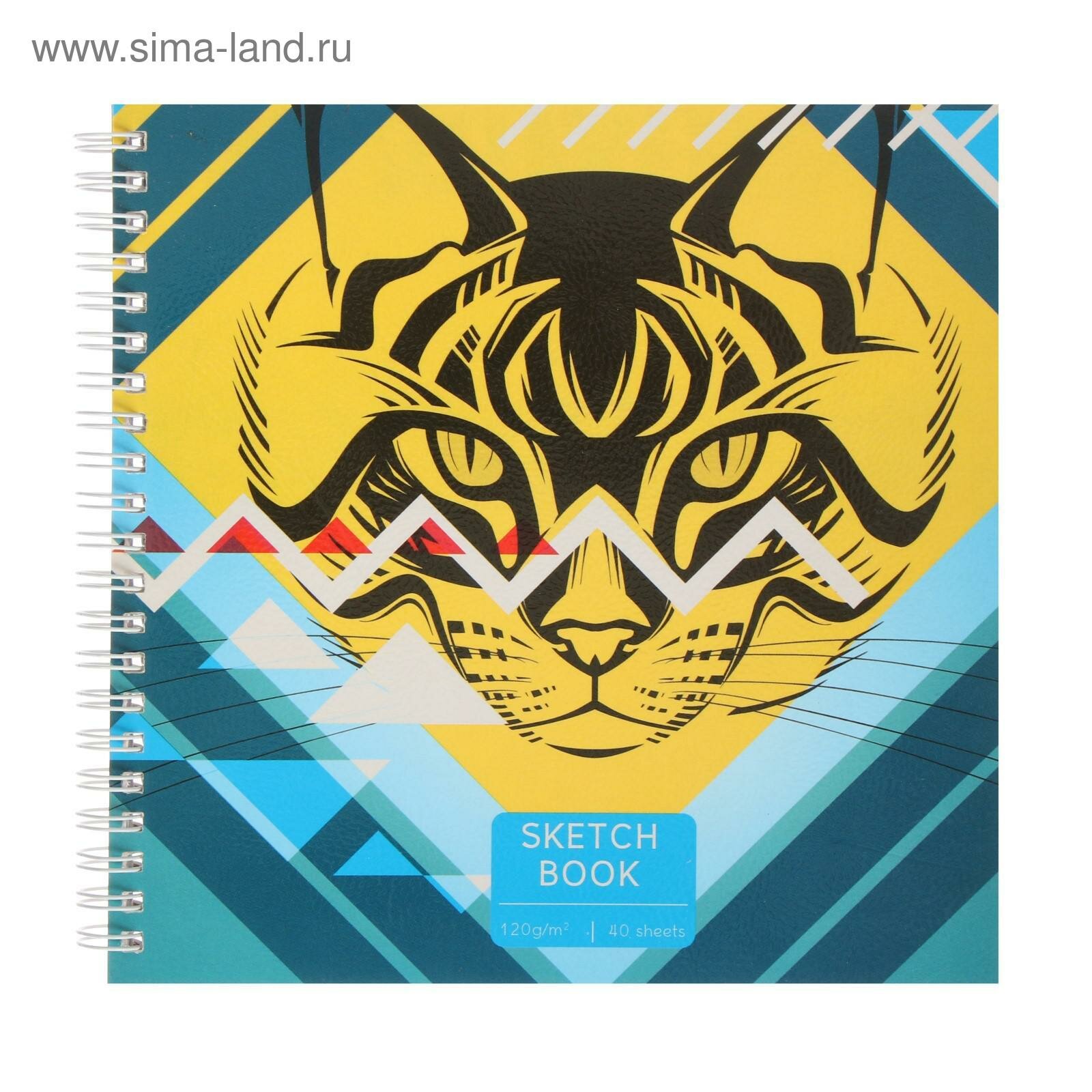 Скетчбук 190х190 мм, 40 листов на гребне SKETCHBOOK. Сreate! 4, твёрдая обложка, глянцевая ламинация, блок 120 г/м2