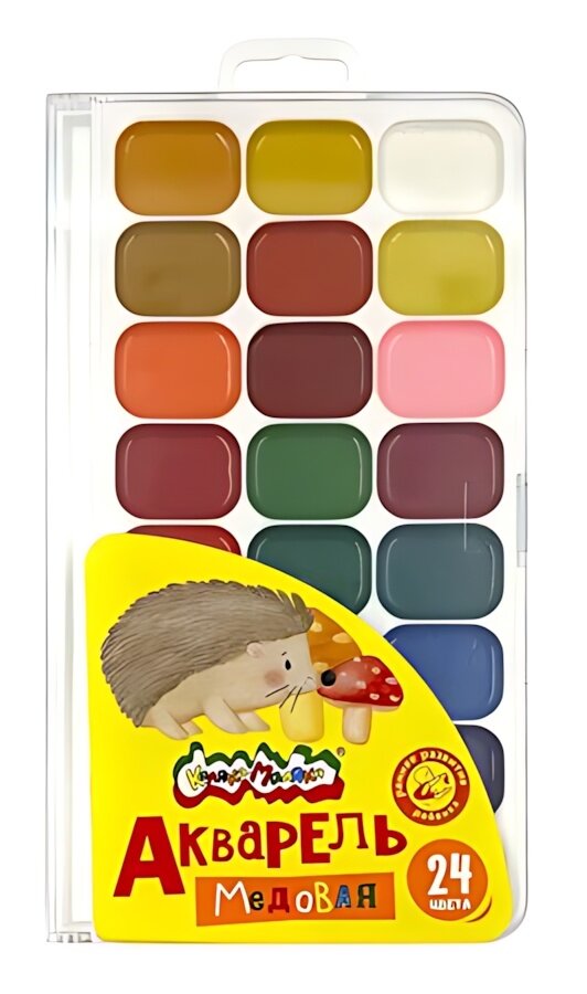 Краски акварельные Каляка-Маляка медовые 24 цвета, без кисти, пластиковая упаковка (АПКМ24)