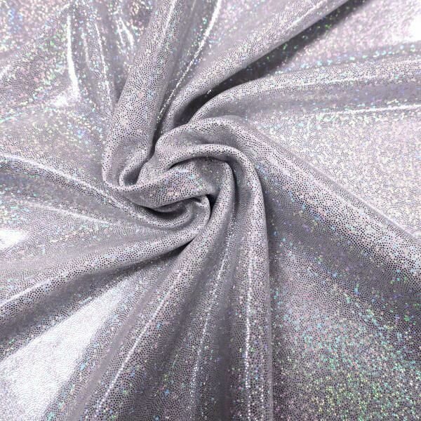 Голографическая ткань бифлекс, серебро с белым 100*150см HKM 2007 SILVER / WHITE