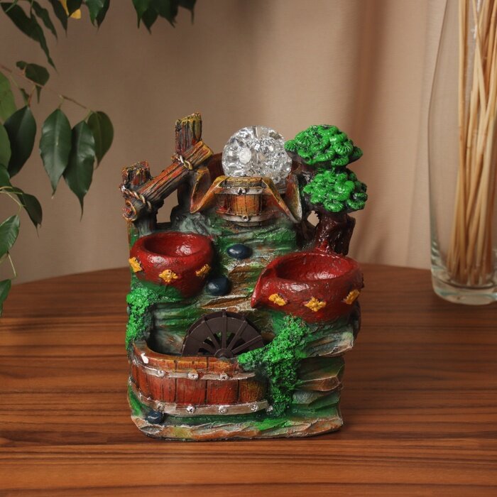 Фонтан настольный «Горка с ручейками», 13×16×20 см, с подсветкой