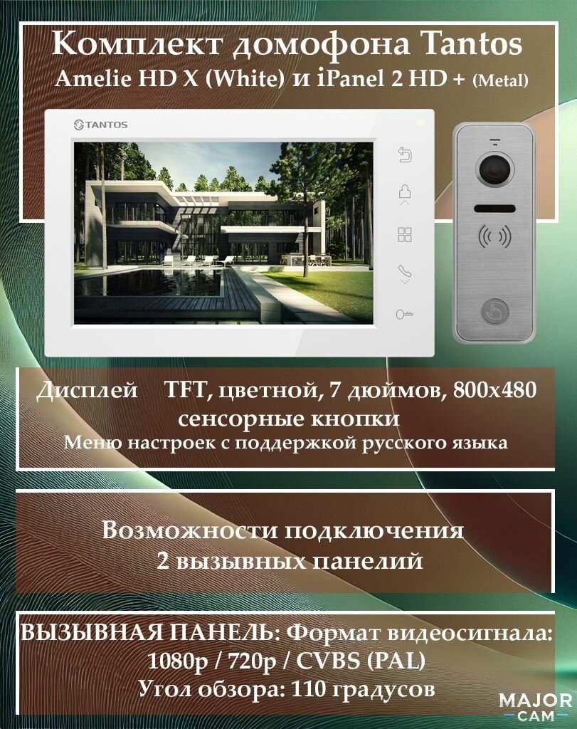 Комплект видеодомофона Amelie HD X (White) и iPanel 2 HD (Metal)