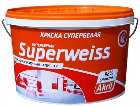 Краска для Стен и Потолков Гермес ВД-АК-203 Superweiss 40кг Супербелая.