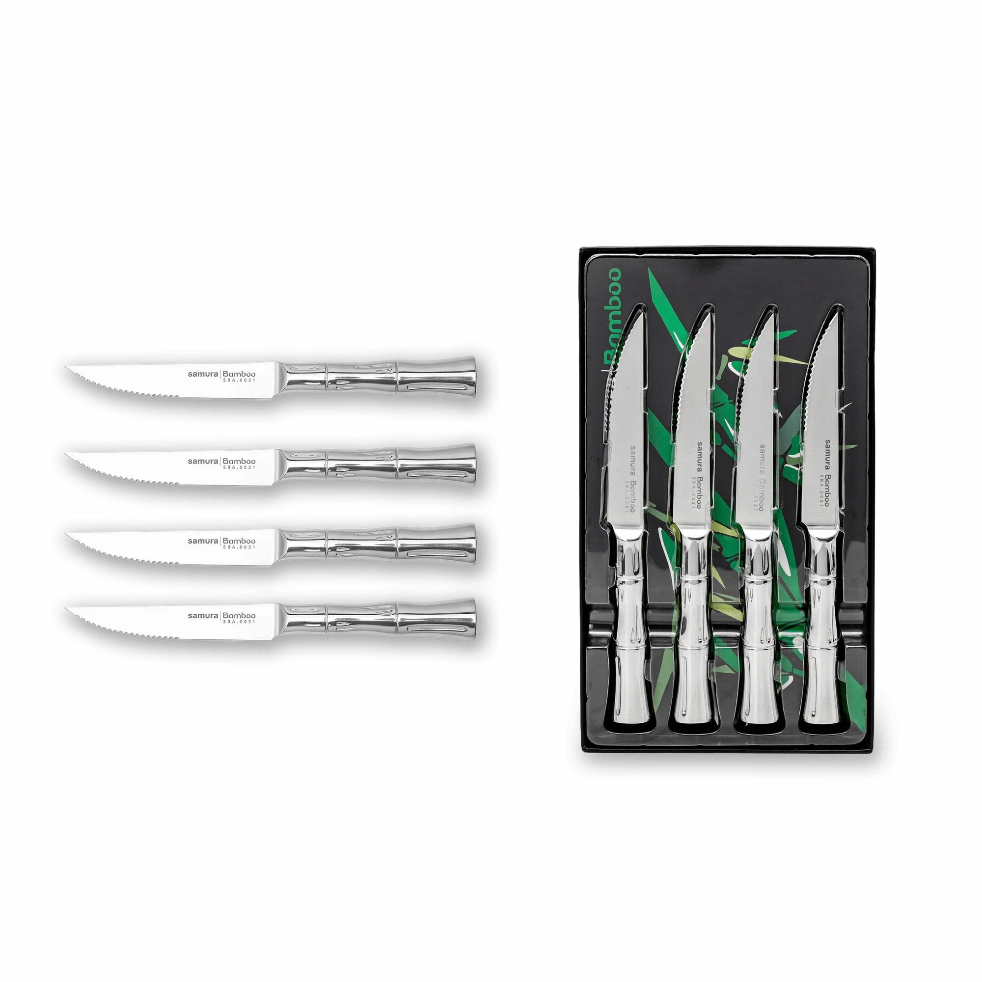 Кухонные ножи для стейка, набор из 4 шт, Samura, Bamboo, Японская сталь