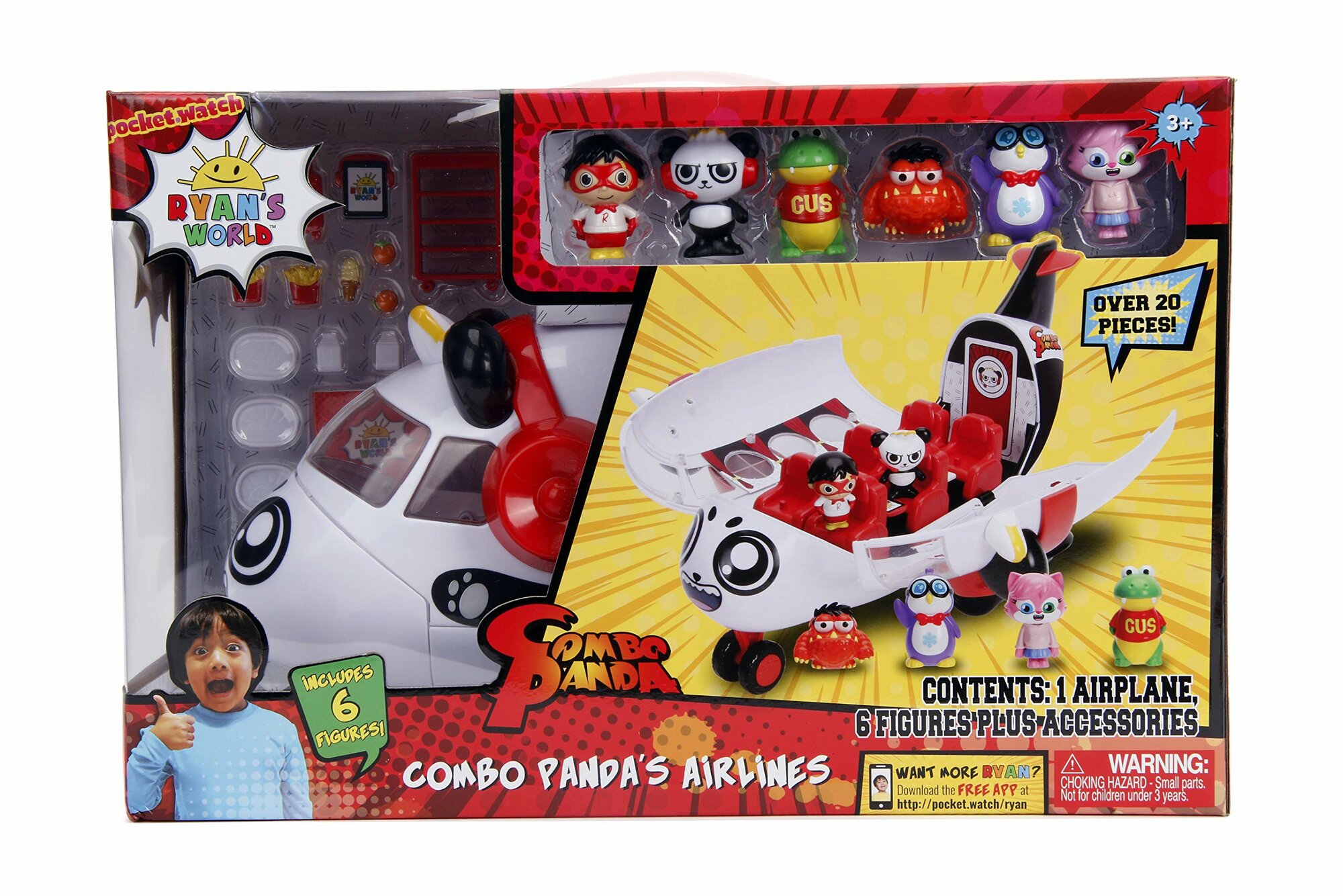 Самолет игрушка PocketWatch Ryan's World Combo Panda Airlines /Игрушка комбо: Самолет и фигурки из Мира Райана