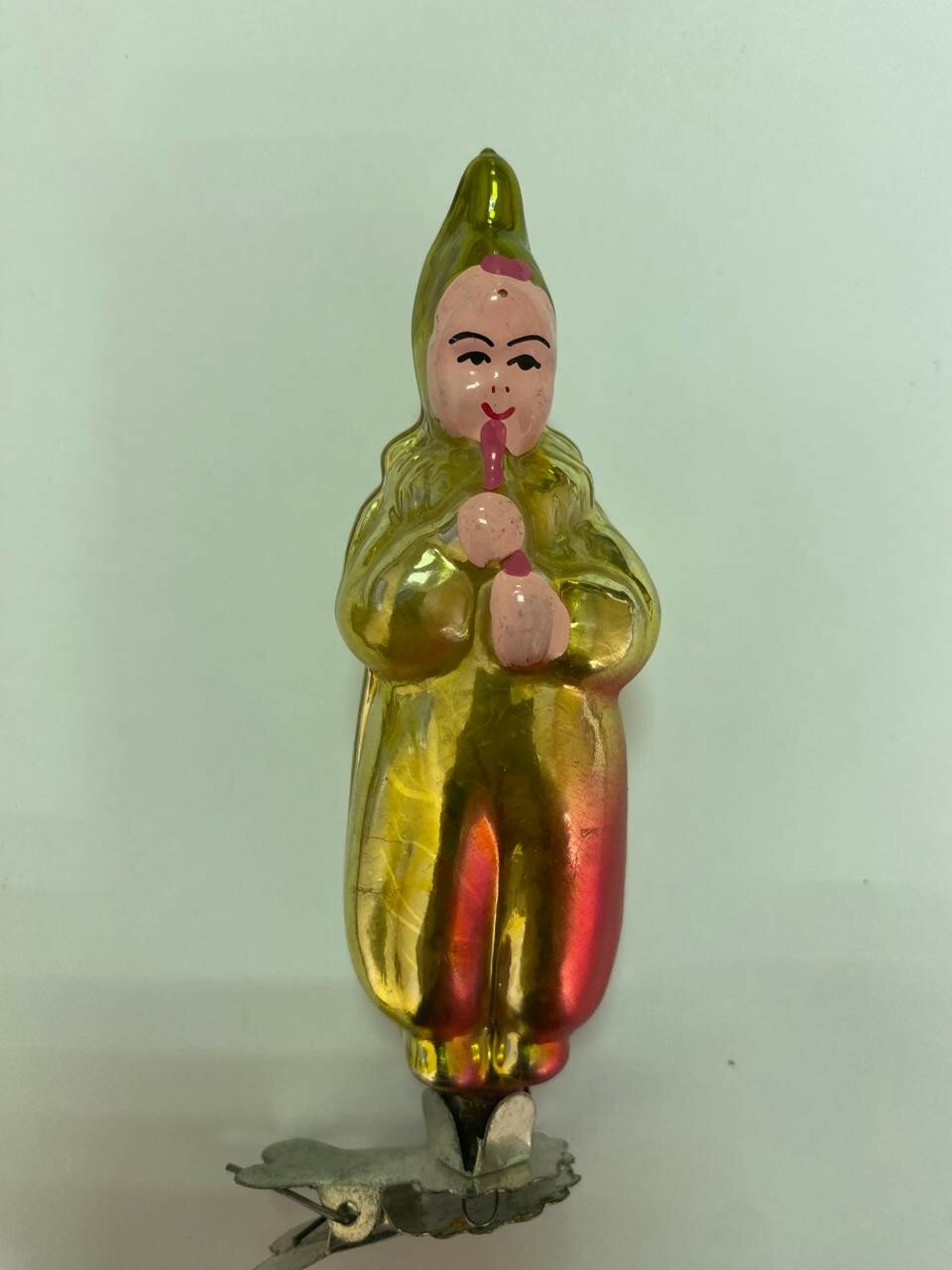 Игрушка на елку Клоун с дудочкой 9см Винтаж из СССР