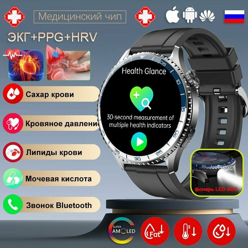 Умные часы для мониторинга состояния здоровья SACOSDING, ЭКГ +PPG+HRV