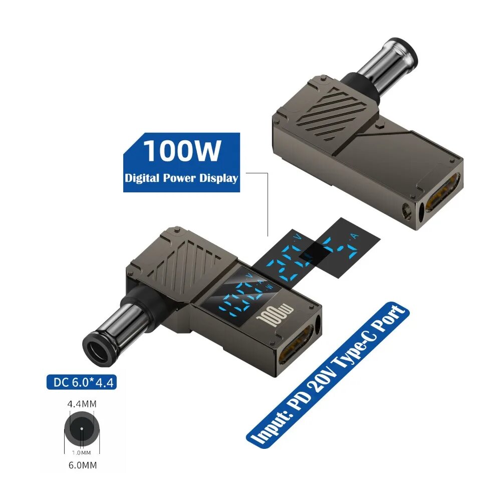 Адаптер USB-C в DC 6.0x4.4, 100W PD