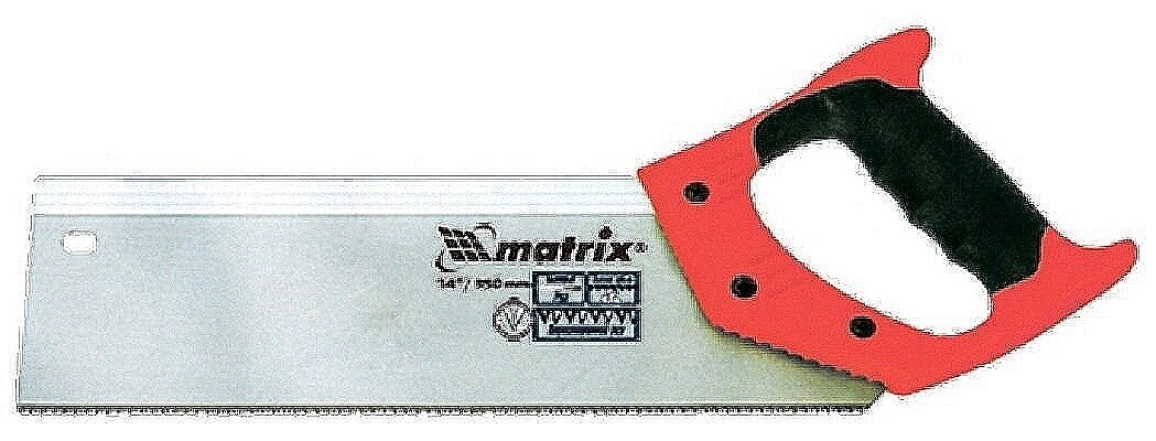Ножовка по дереву Matrix / Матрикс обушковая с двухкомпонентной рукояткой, из стали, лезвие 350мм / ручной инструмент