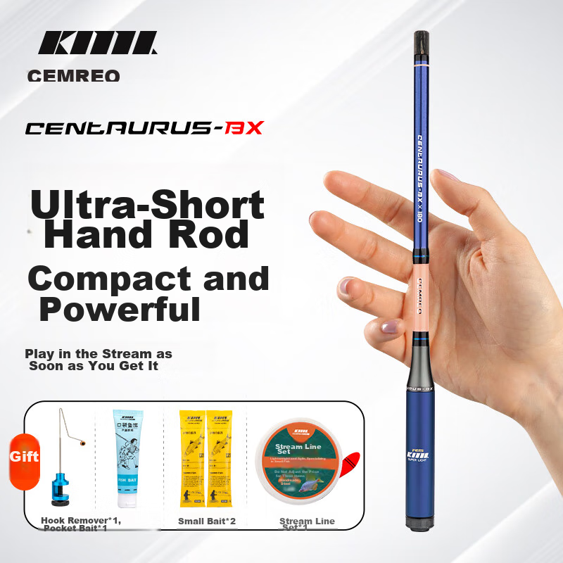 Kemaile Laser Handheld Fishing Rod Set, 1.4 Meters, Children's Fishing Rod for Carp And Bream, Portable Mini Stream Fishing Rod, Blue