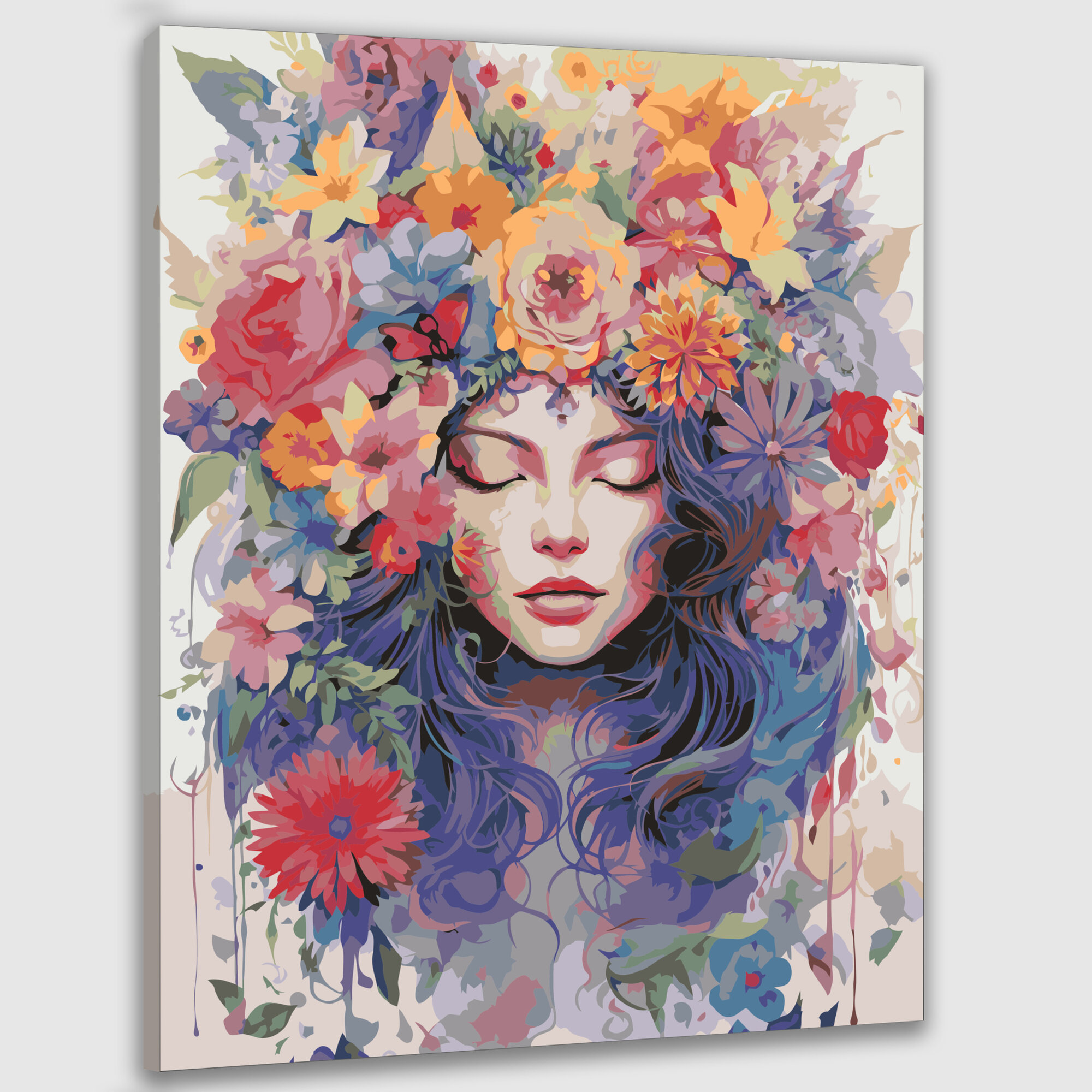 Картина по номерам 40x50 см, акварельная иллюстрация, шаманская магия, неземная красота цветов, мистический шаман