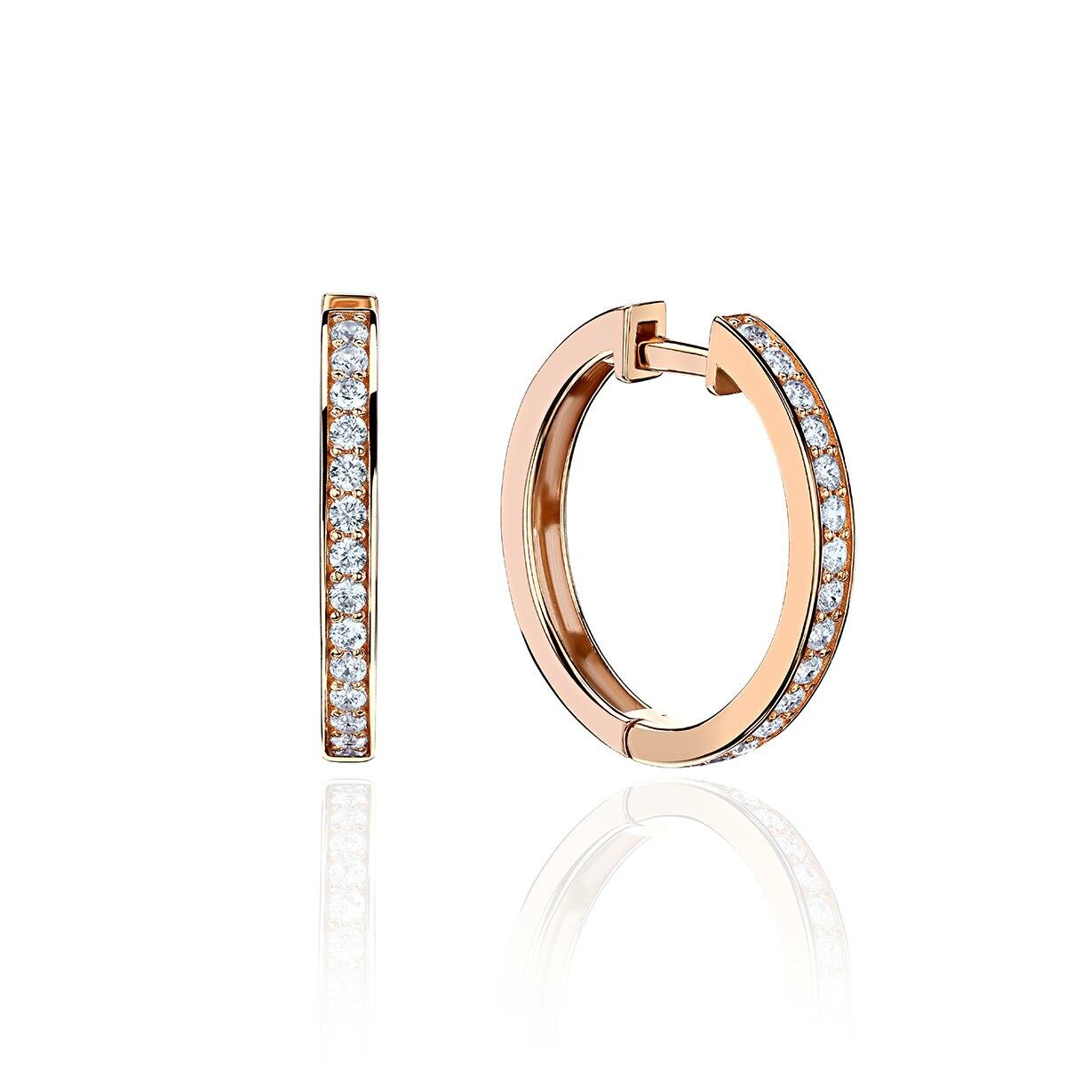 Серьги, красное золото, 375 проба, фианит