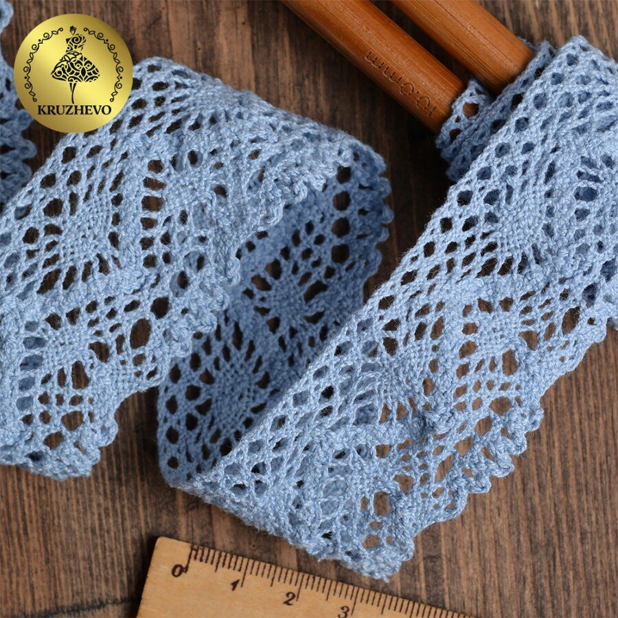 Тесьма вязаная KRUZHEVO 45мм TBY-5235 цв.23 голубой уп.10м