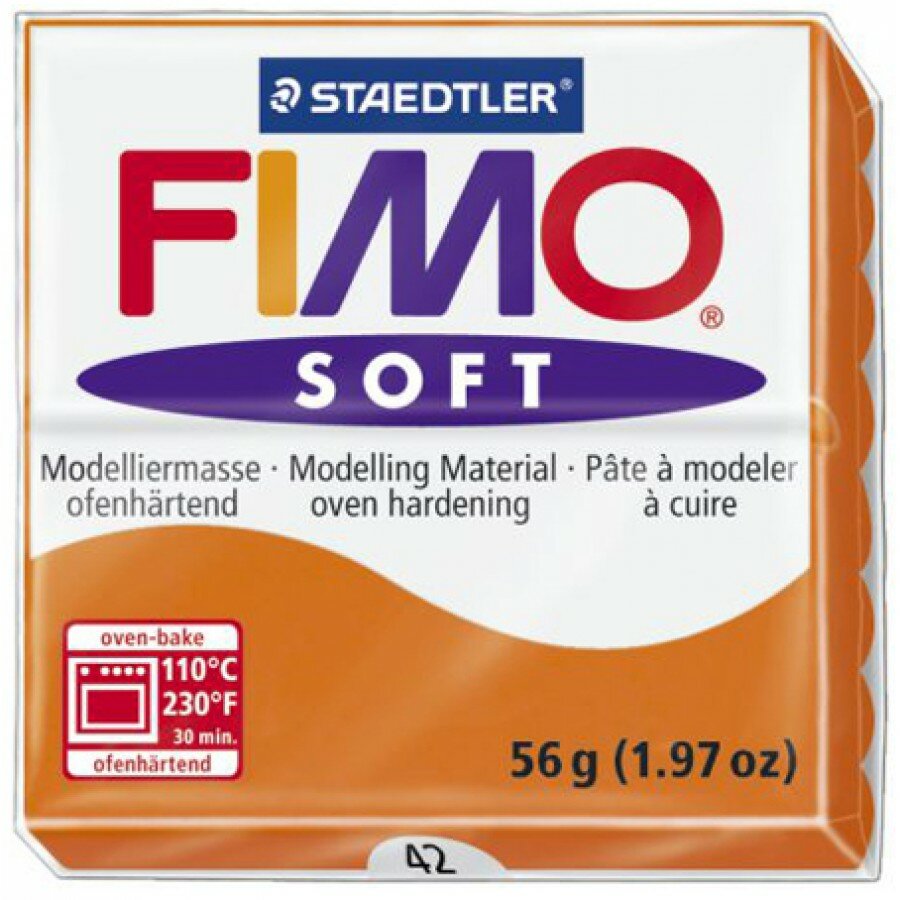 Полимерная глина FIMO Soft 55 х 55 х 15 мм мандарин FIMO 8020-42