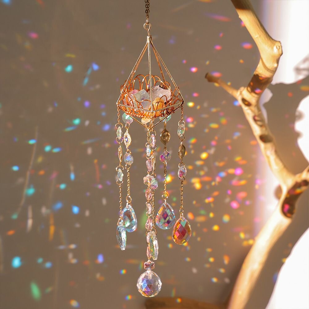 Ловец солнца и света "Дзен". Хрустальный ловец снов ручной работы. Подвеска в стиле музыка ветра.