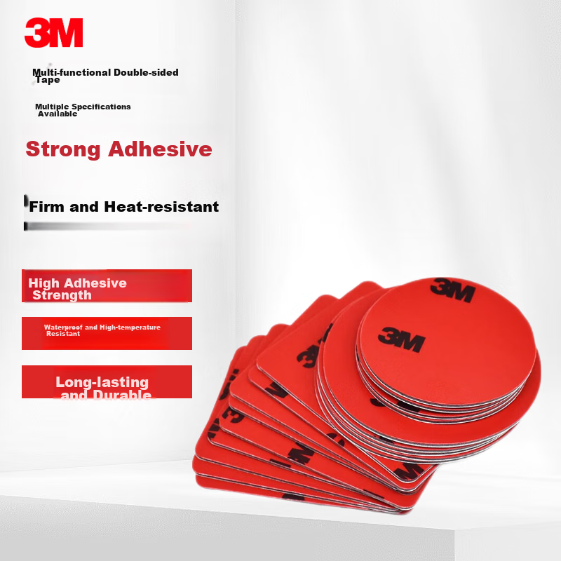 3M Double-Sided Tape, Strong Adhesive, Traceless, Heat-Resistant, Suitable for Office, Home, Car, ETC, 30mm Diameter (10 Pieces/bag), 0.8mm Thick