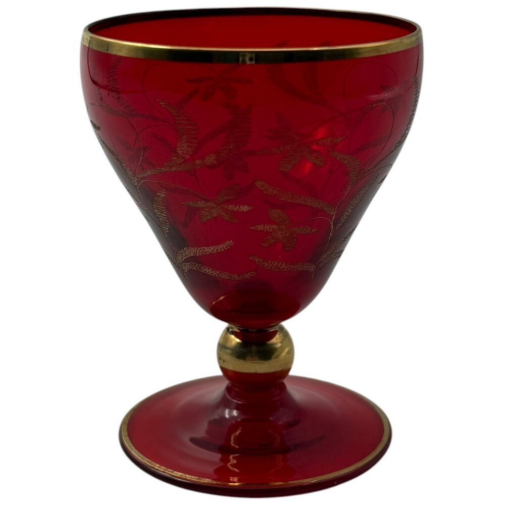 Рюмка "Рубин", 50 мл, стекло, позолота, пантография, 1960-1970 гг, Богемия, Чехословакия