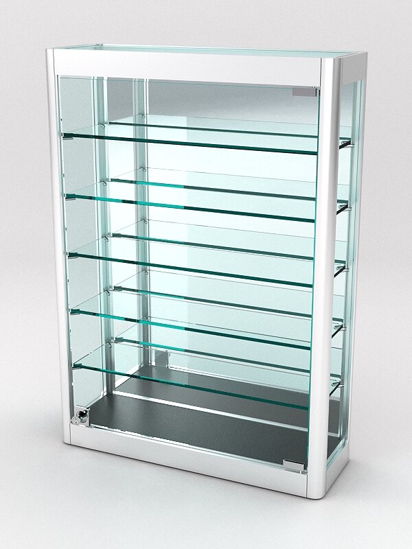 Витрина из профиля настенная "вайб ИКС" №2-5П-З-170 (задняя стенка Зеркало), Черный