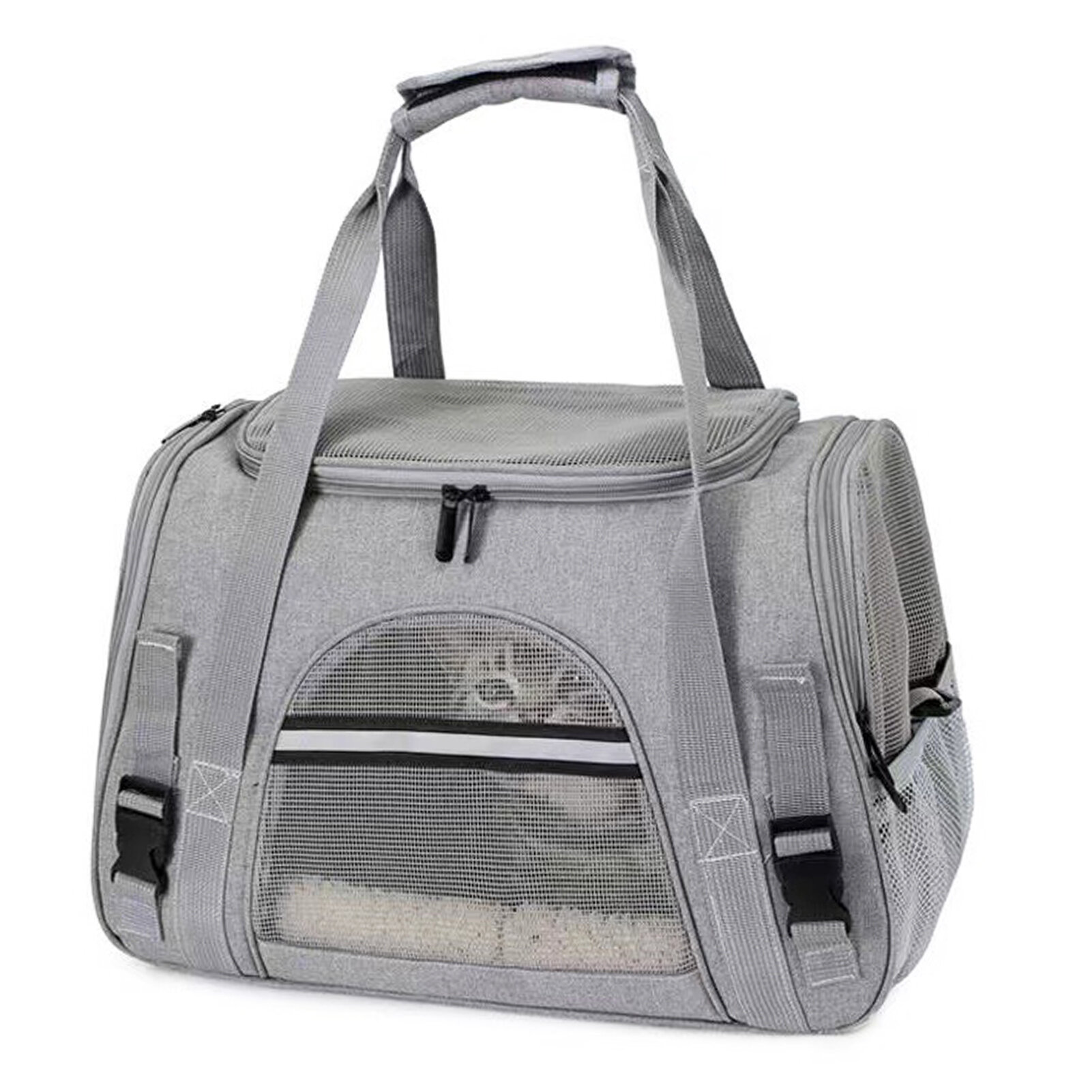 Pet Carrier Portable Cat And Dog Outgoing Bag Breathable Pet Car Carrying Bag Black Grey Oxford 43*28*25cm 16.9*11.0*9.8in 45*36*3cm 17.7*14.2*1.2in 700g 24.7oz 1* Pet bag 1* Adjustable straps 1* Plush mat