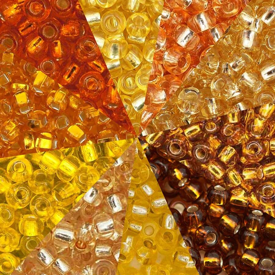 Бисер набор из 10 цветов по 5 г, чешский Preciosa 17, стеклянный, № 10/0, диаметр 2,3 мм