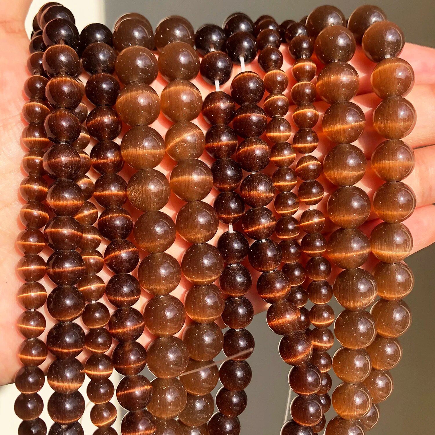 Бусины из натурального лунного камня, розовые, белые, синие, кошачий глаз, свободные опаловые бусины для изготовления ювелирных изделий, бусины, браслет, серьги, аксессуары