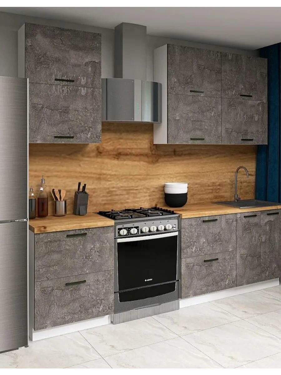 Кухонный гарнитур Урбан 1.8 м, мебель для дома и кухни, Белый / Камень темный