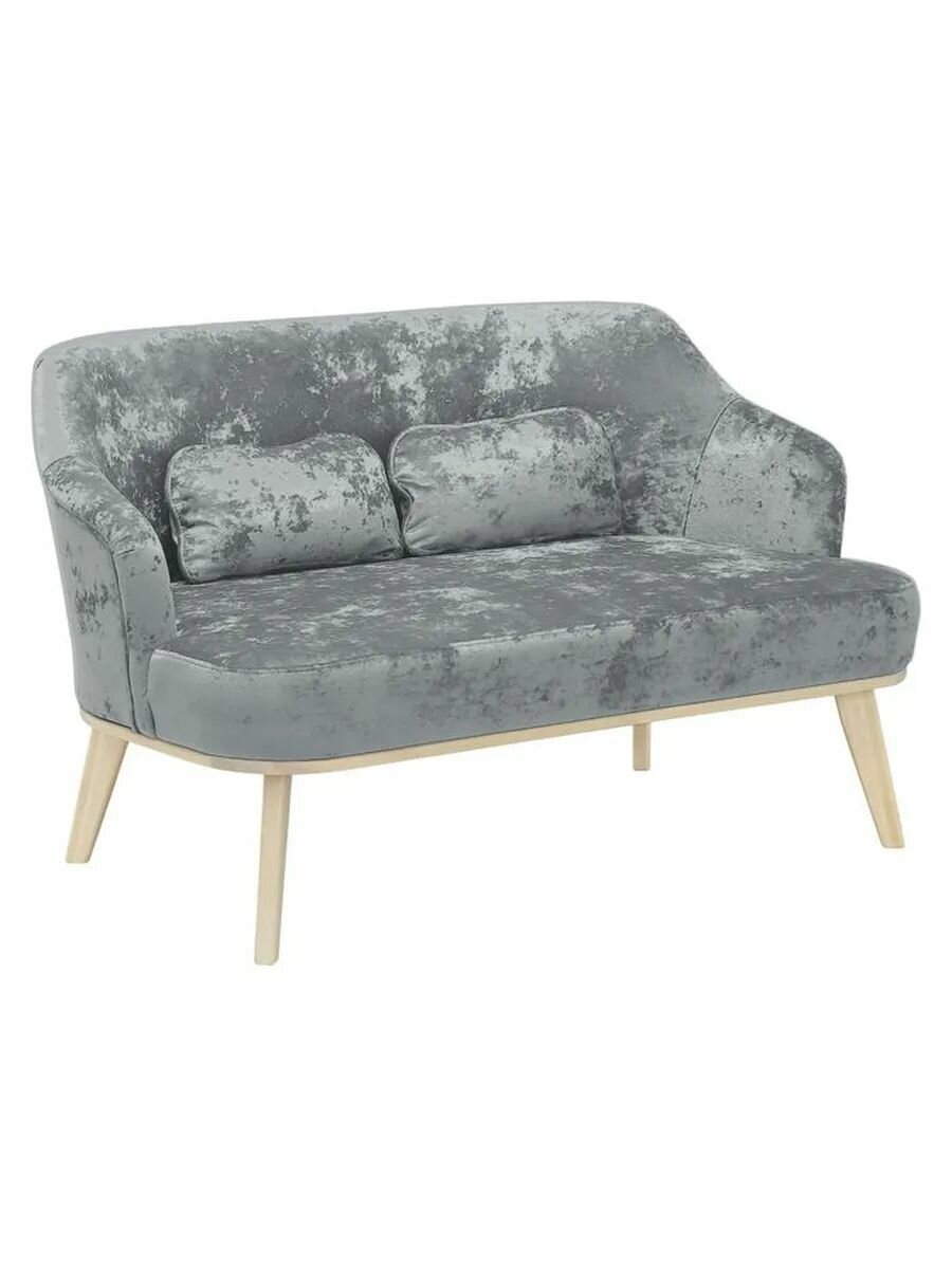 Диван прямой Лаурель нераскладной, плоские пружины змейка, со съемными подушками, с высокими ножками, массив березы, 127х79х79 см, Серебро, микровелюр