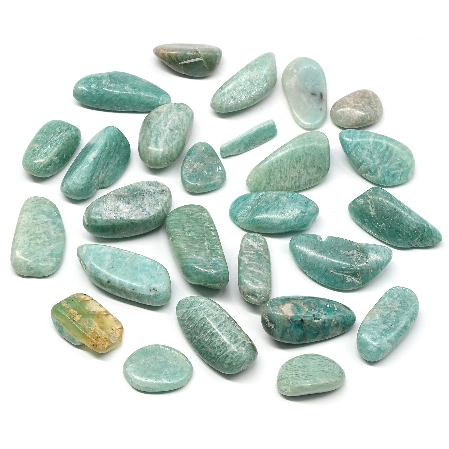 Амазонит галтовка фракция 15-30мм, упаковка 100г .