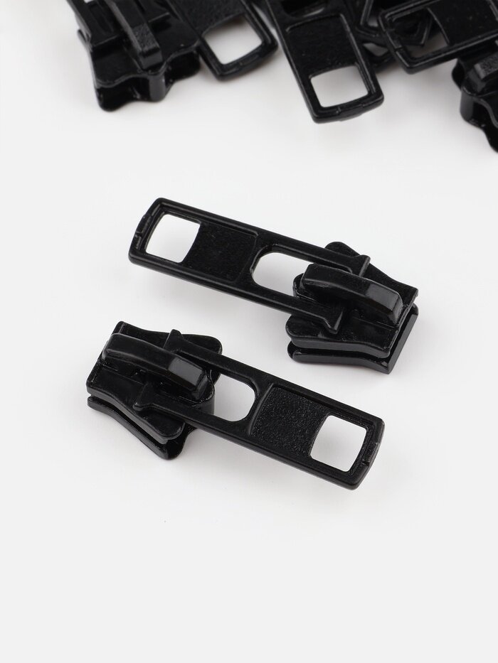 Бегунок для молнии «Трактор», №8, набор 10 шт, чёрный