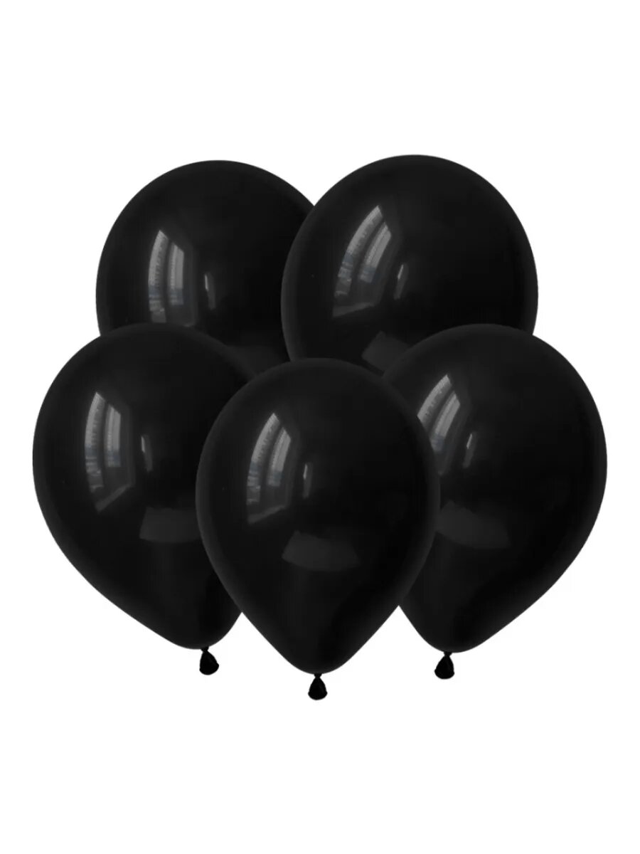 Черный, Пастель / Black, латексный шар (12"/30 см ) 10 шт. / DECOBAL, Вьетнам