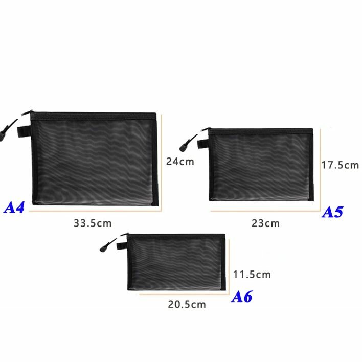 Пенал, Прозрачная нейлоновая сетчатая сумка для документов, A4-A5-A6