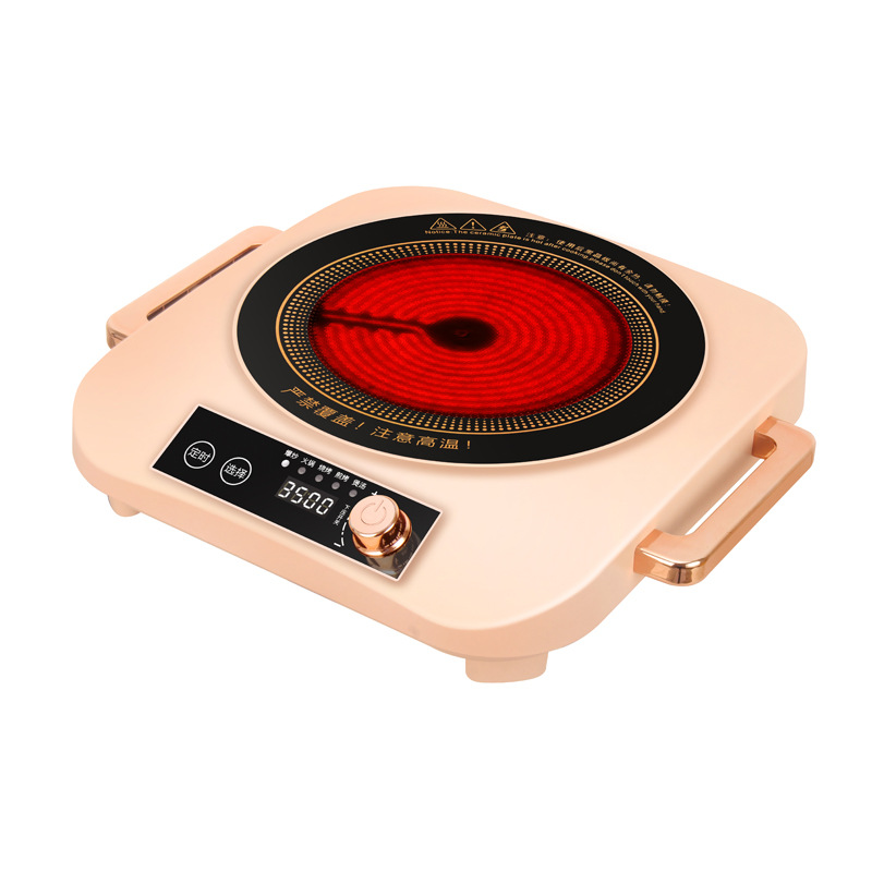 Электрическая керамическая плита для домашнего использования, мощная для жарки, многофункциональная, 3500 Вт [светло-розовая]