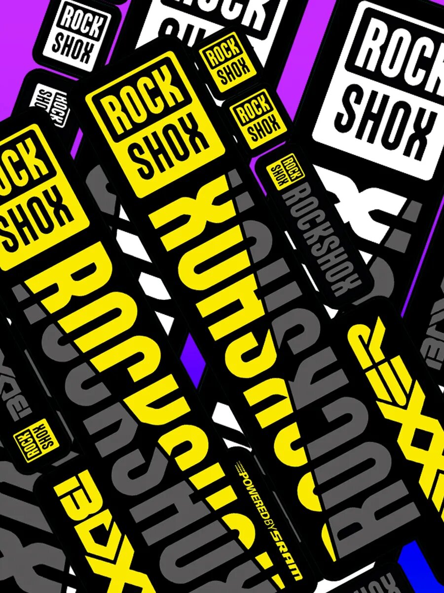 Наклейки на вилку велосипеда Рок Шокс Боксер жёлтые