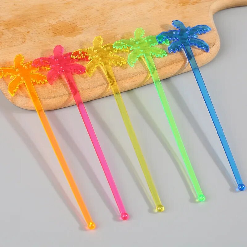Кокосовые пальмы и фламинго, мешалки для коктейлей, набор из 25 штук 25Pcs