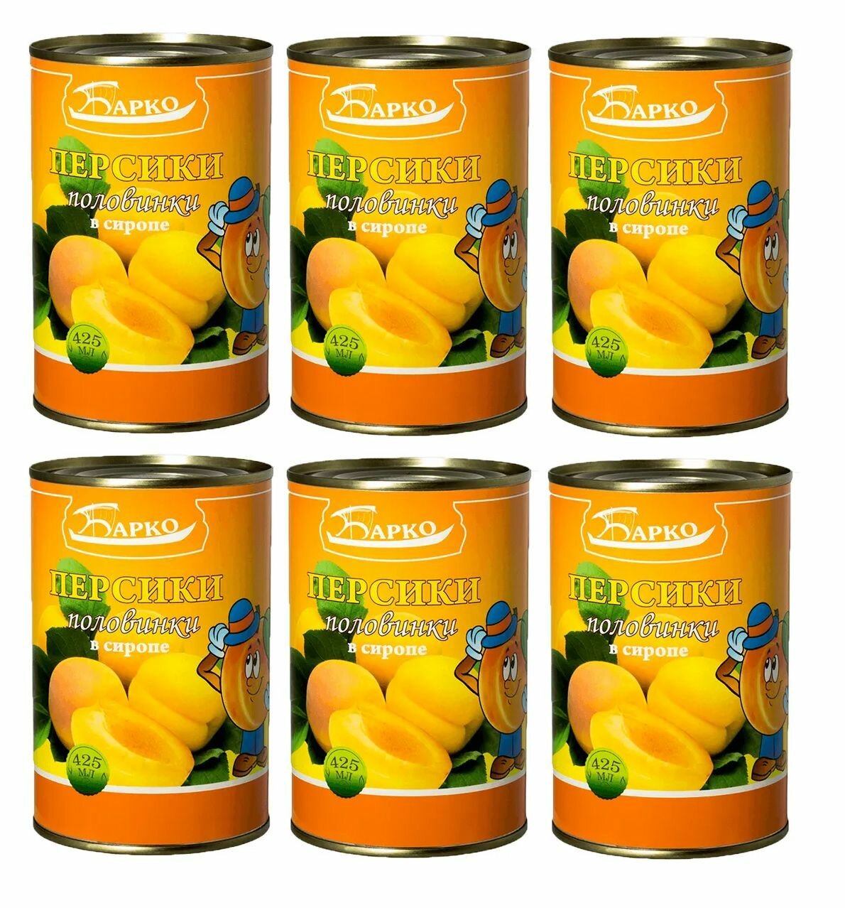 Барко Персики половинки в сиропе 425мл(Набор из 6шт)
