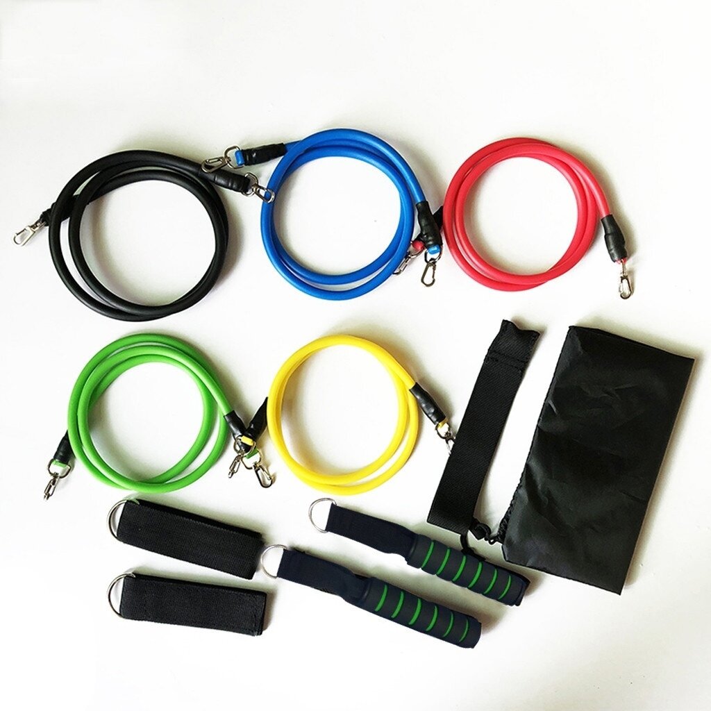 Эспандер трубчатый/ Набор эспандеров 11 предметов, нагрузка до 45 кг, 5 шт