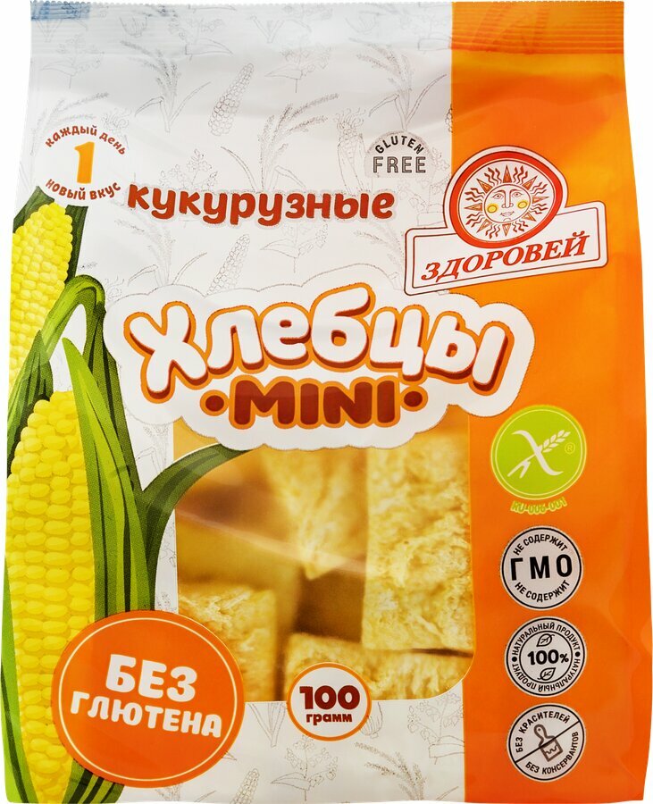 Хлебцы кукурузные здоровей Хрустящие мини, 100г