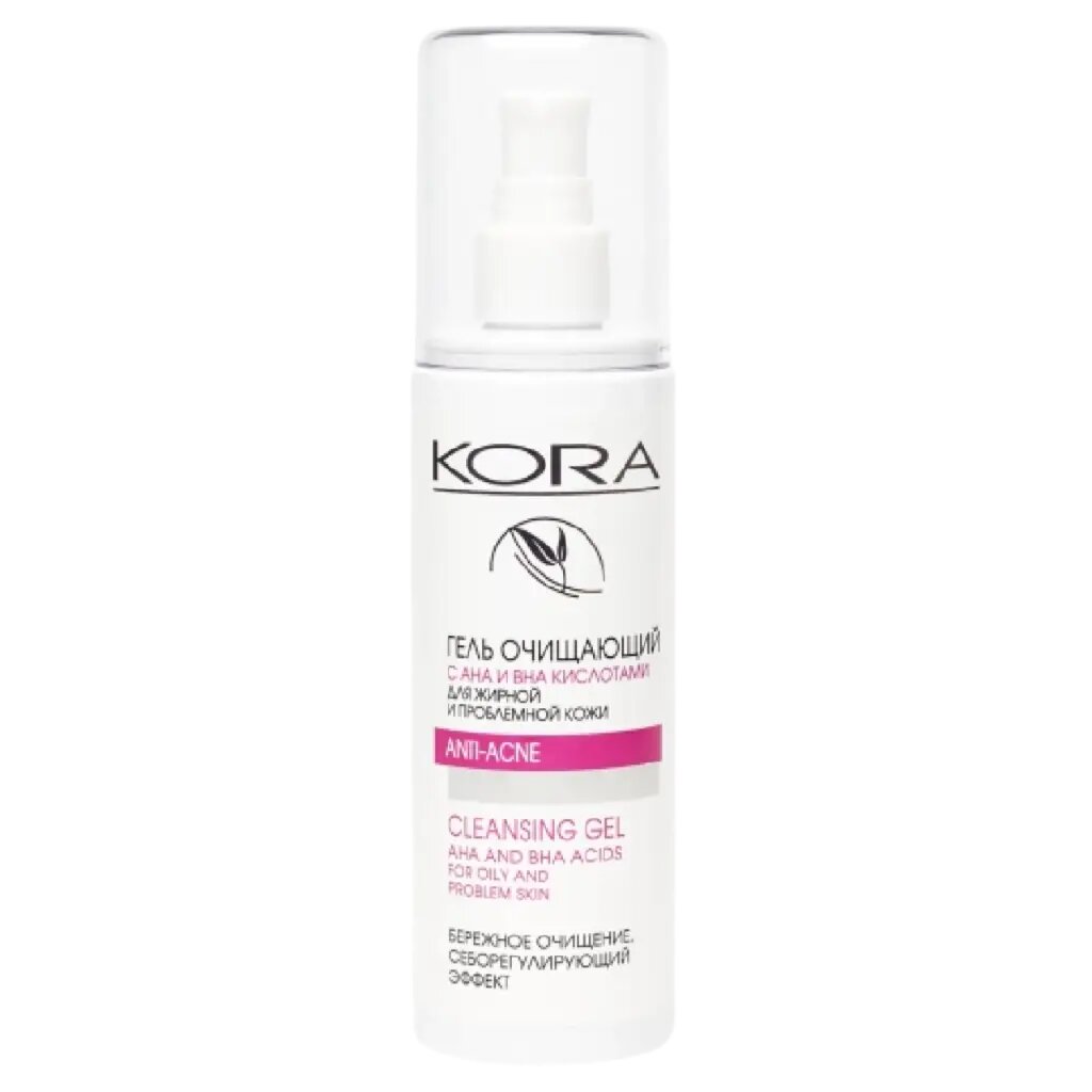 KORA Гель очищающий с АНА и ВНА кислотами для жирной и проблемной кожи Anti-Acne 150 мл 1 шт