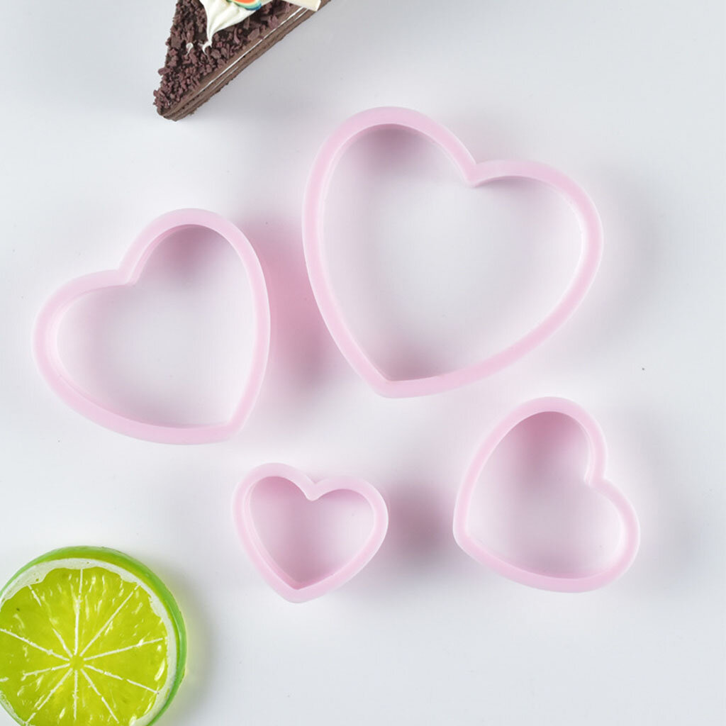 Набор форм для печенья в виде сердца (4 шт.), Розовый