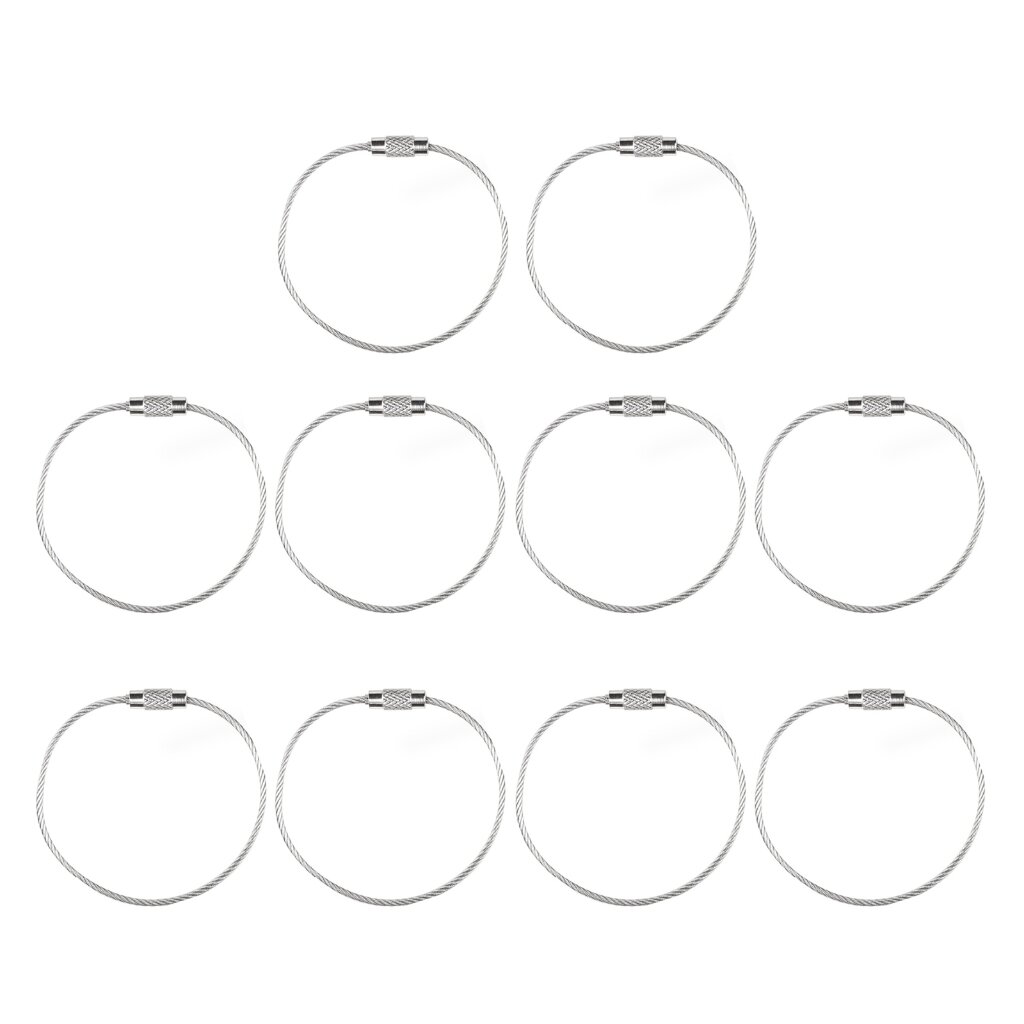 1 упаковка из 10 штук, кольцо для ключей из проволочного троса из нержавеющей стали