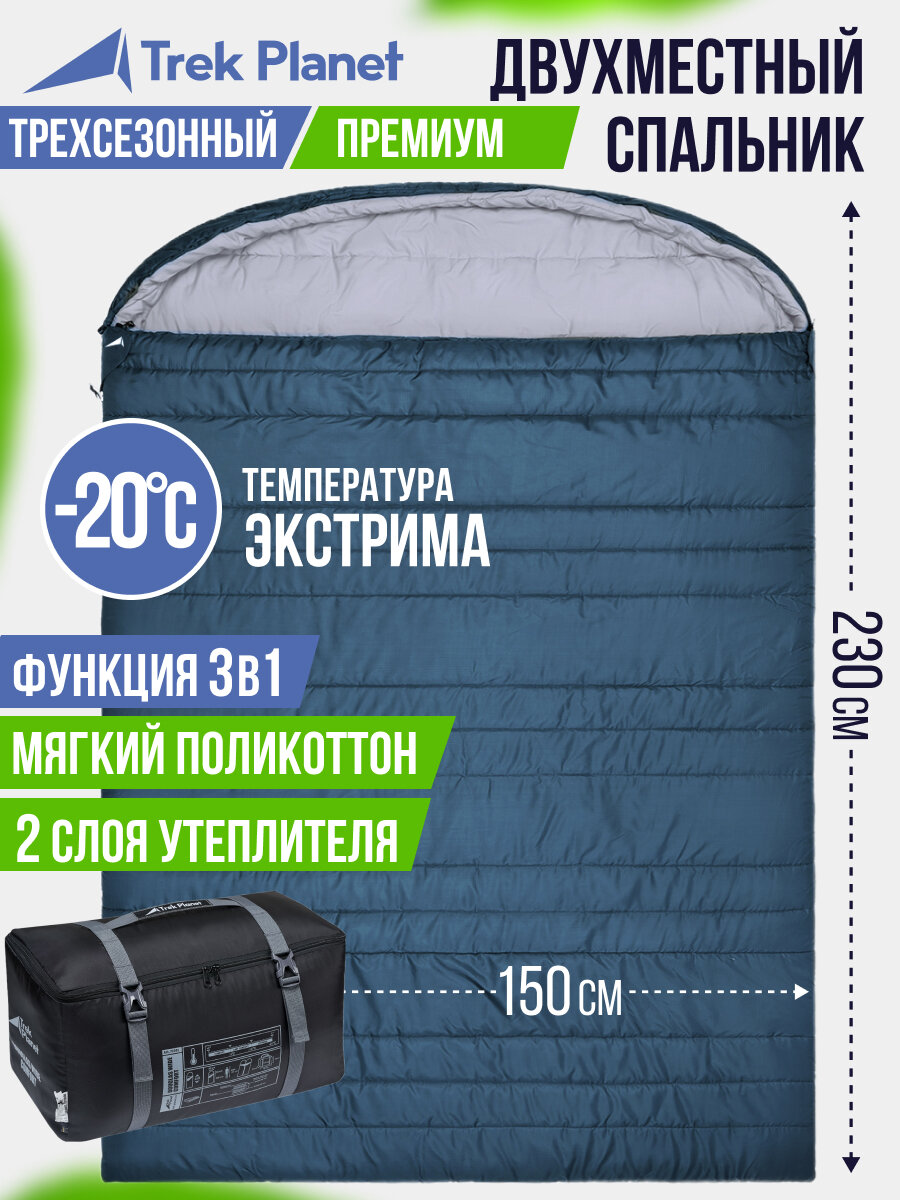 Двойной спальник Trek Planet Aosta Double для путешествий в весенне-осеннее время года