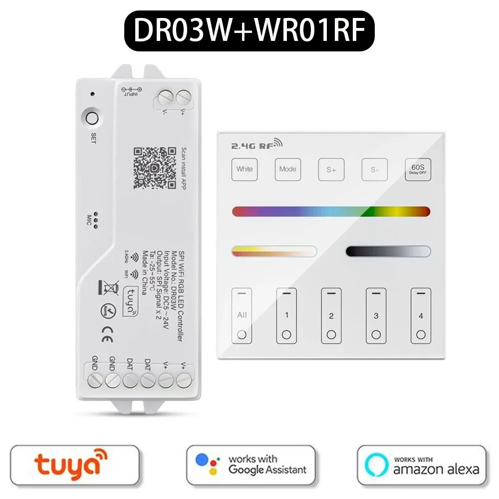 TUYA SPI WIFI RGBIC LED Controller DR03W DR03W WR01RF