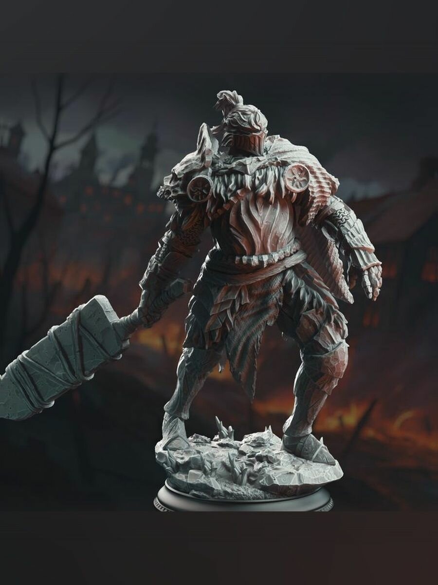 Рыцарь палач (Голиаф) Фэнтези фигурка, игровая миниатюра для раскрашивания (база 25мм) высота 52мм