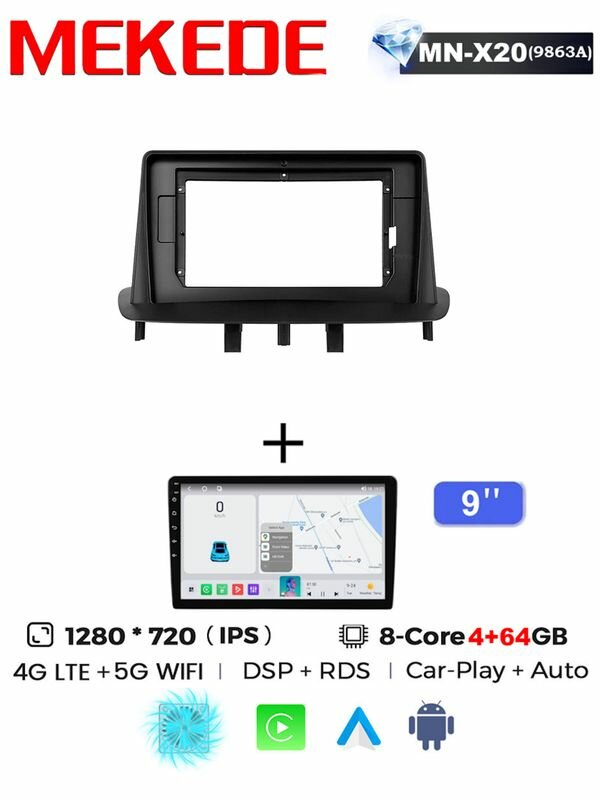 Магнитола 9" Mekede MN X20 Pro 4/64 Gb Renault Megane 3 2008-2014 carplay